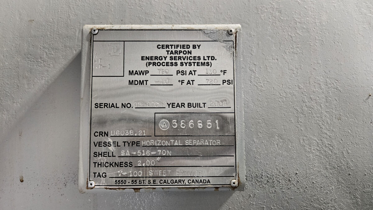 SOLD! 96" x 48' 720psi 3 Phase Sweet Horizontal Separator Package with ...